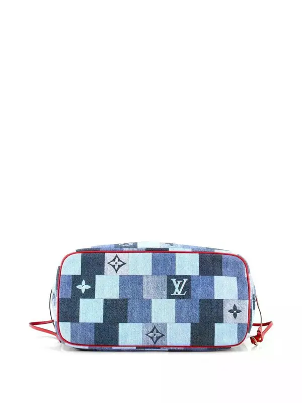 LOUIS VUITTON Neverfull Damier And Monogram Patchwork Denim Mm Tote Bag