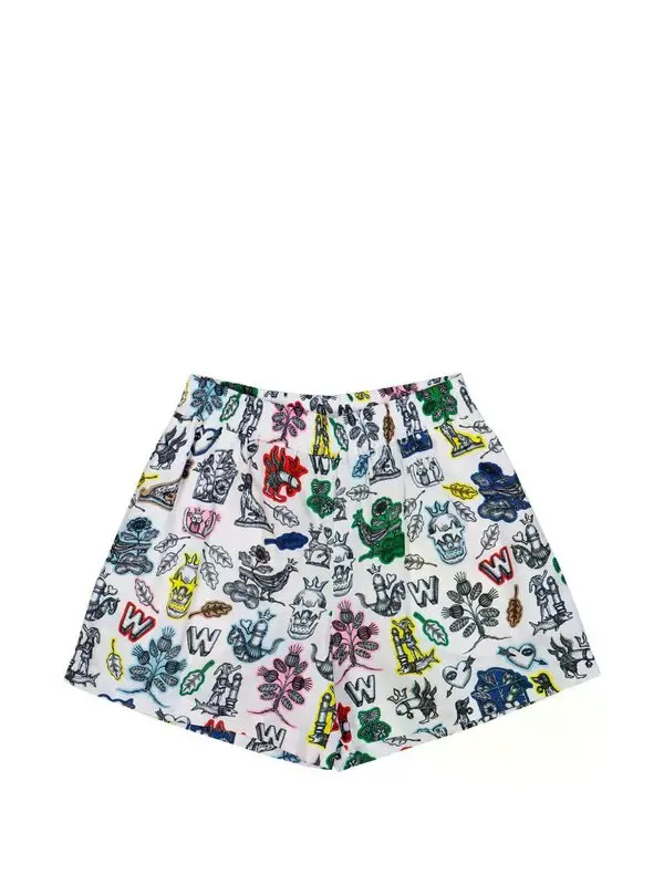 WALTER VAN BEIRENDONCK Printed Elastic Shorts - White