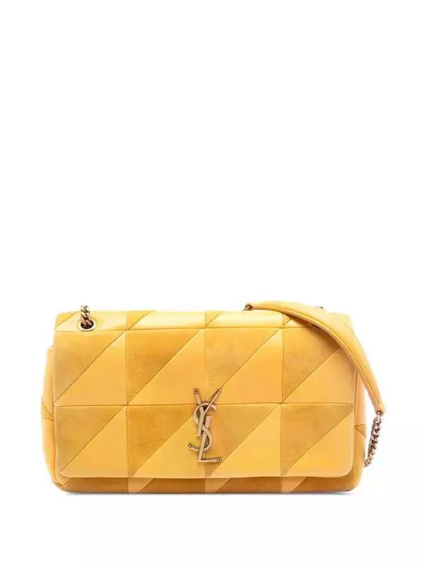Saint Laurent 2021 Medium Lambskin And Suede Patchwork Jamie Shoulder Bag - Yellow