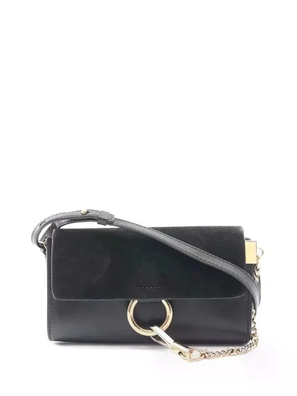 Chloé Mini Calfskin And Suede Faye Chain Crossbody Bag - Black