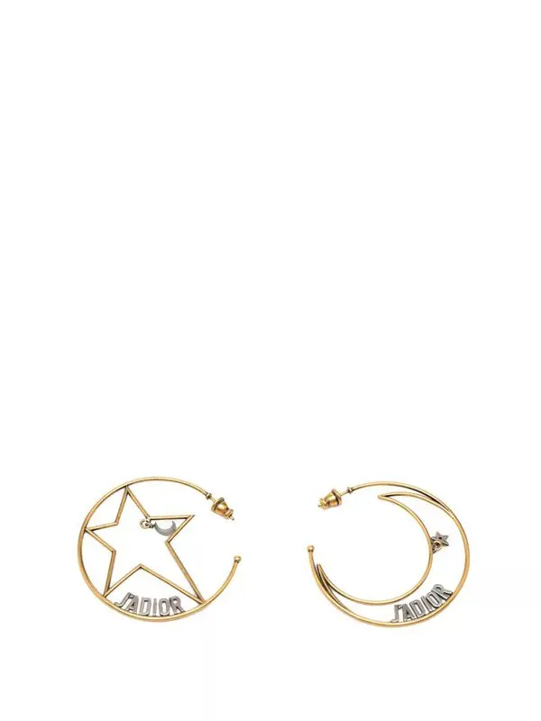 Dior Jadior Moon And Star Hoop Earrings - Gold