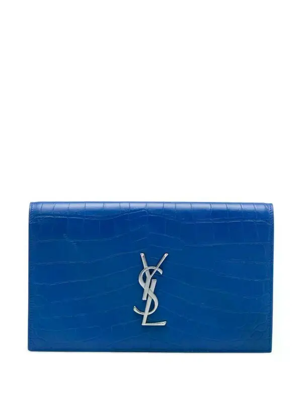 Saint Laurent 2015 Croc Embossed Monogram Kate Clutch
