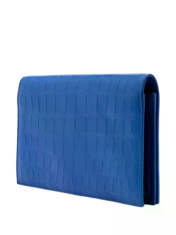 Saint Laurent 2015 Croc Embossed Monogram Kate Clutch