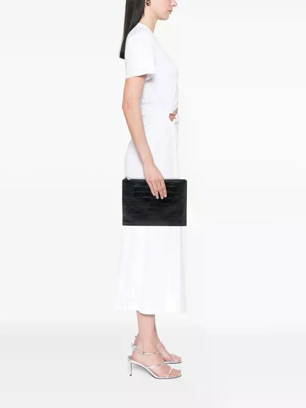 Saint Laurent Croc Embossed Leather Monogram Document Holder