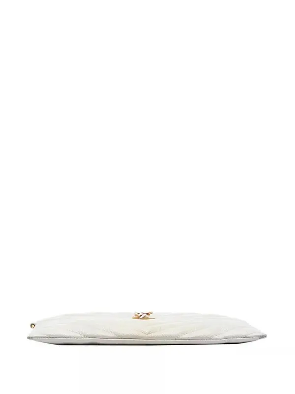 Saint Laurent 2020 Grain De Poudre Chevron Monogram Clutch Bag