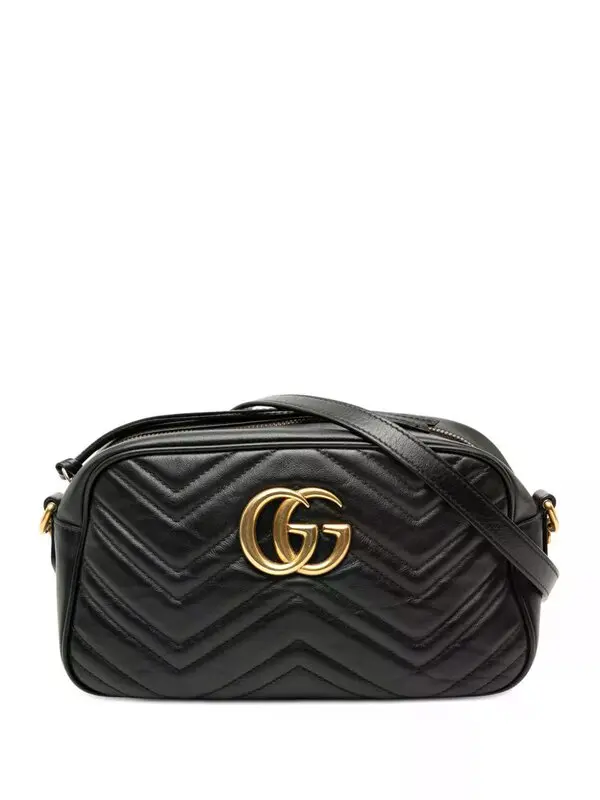 Gucci Small Gg Marmont Matelassé Leather Crossbody Bag - Black
