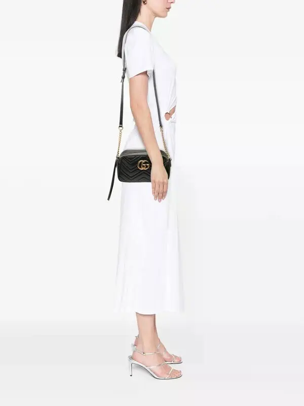 Gucci Small Gg Marmont Matelassé Leather Crossbody Bag - Black