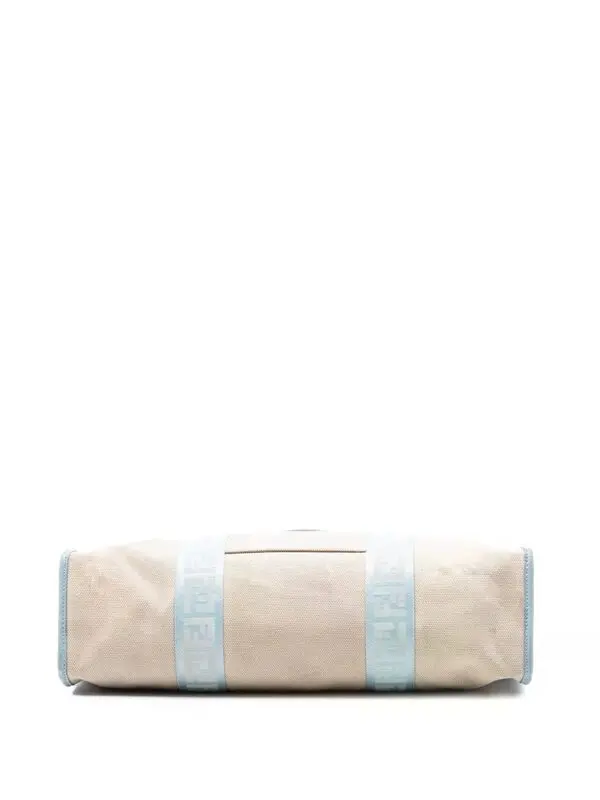Fendi Zucca Trimmed Canvas Tote Bag - Blue
