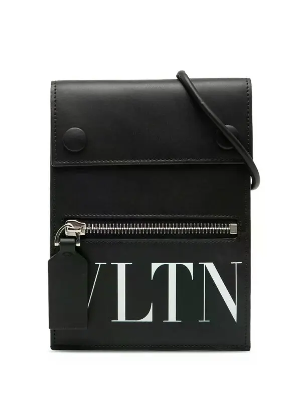 Valentino Garavani Leather Vltn Phone Case With Strap - Black