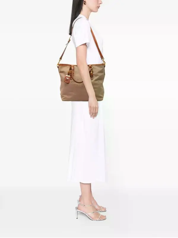 Prada 2013-2025 Canapa Logo Convertible Tote Satchel - Brown