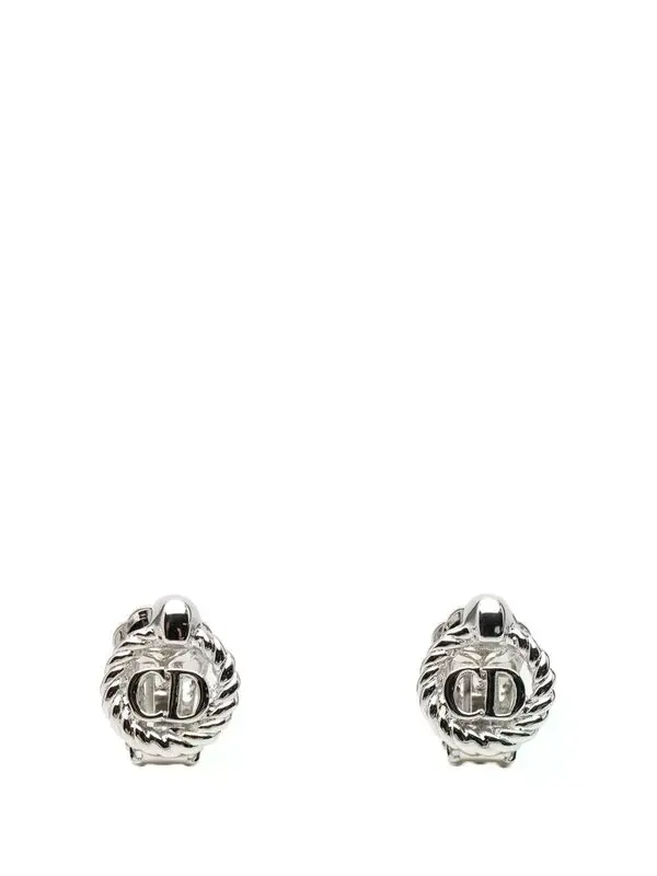 Dior 2010-2025 Plated Cd Rope Clip On Earrings Costume Earrings - Silver