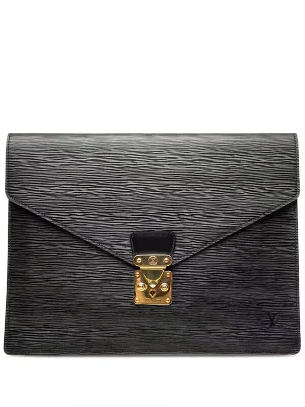 LOUIS VUITTON 2000-2020 Epi Porte Documents Senateur Clutch Bag - Black