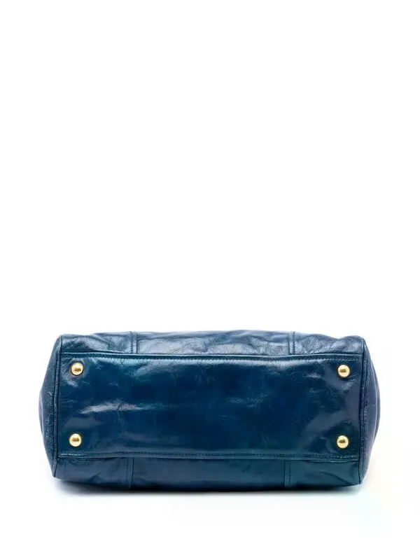 Miu Miu Vitello Shine Double Zip Satchel - Blue | Editorialist