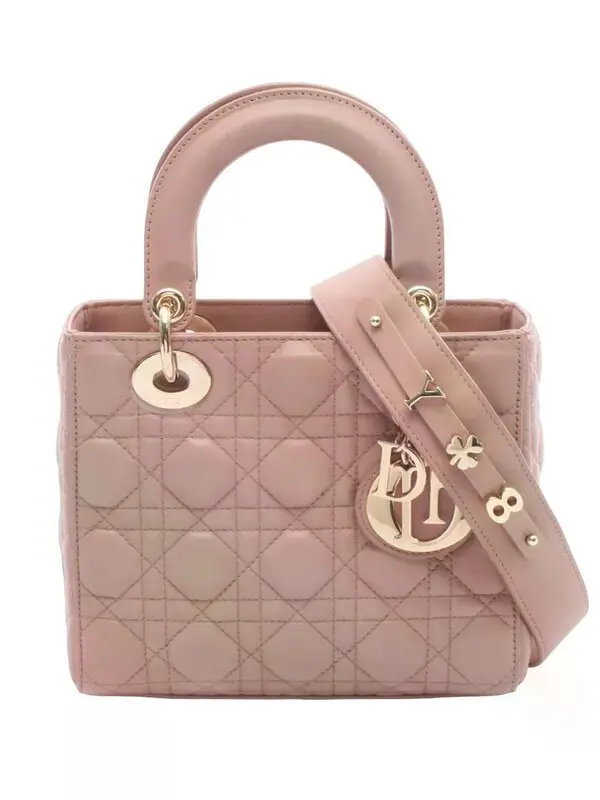 Dior 2010-2025 Small Lambskin Cannage My Abcdior Lady Satchel - Pink