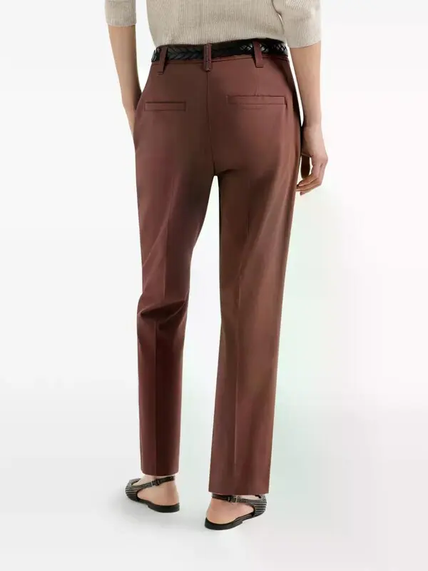 Brunello Cucinelli Stretch Cotton Twill Cigarette Trousers - Brown