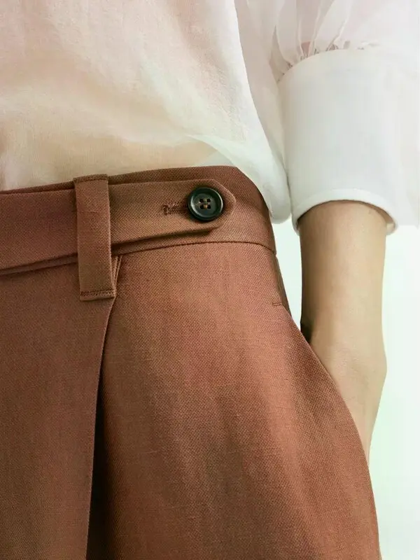 Brunello Cucinelli Fluid Twill Wide Trousers With Monili Embroidery - Brown