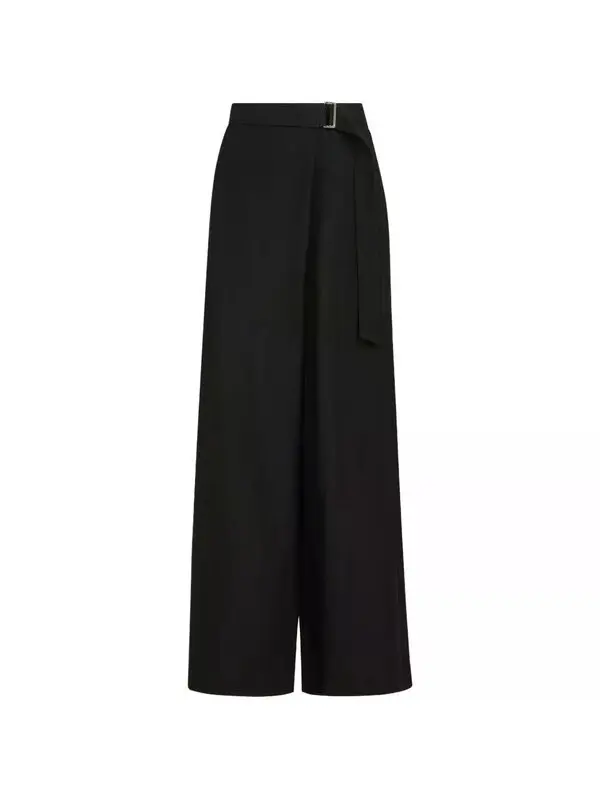 Brunello Cucinelli Fluid Twill Palazzo Trousers With Monili Embellishment - Black
