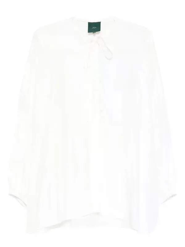 MAISON JEJIA Balloon-sleeve Tie-neck Blouse - White