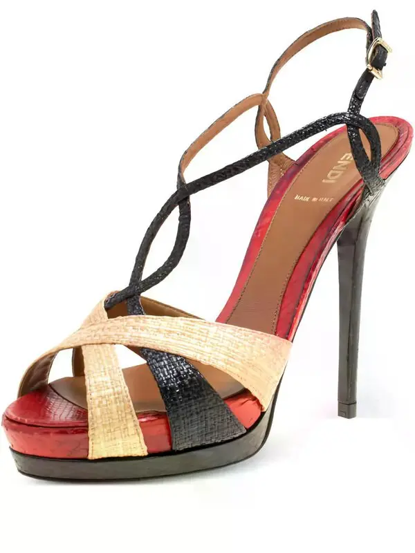 Fendi 140mm Raffia-straps Sandals - Neutrals