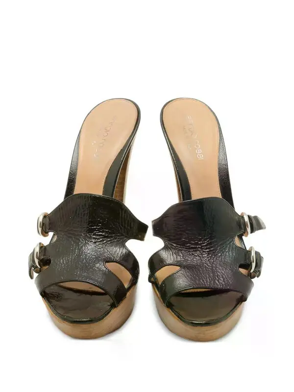 SERGIO ROSSI Leather Platform Slides