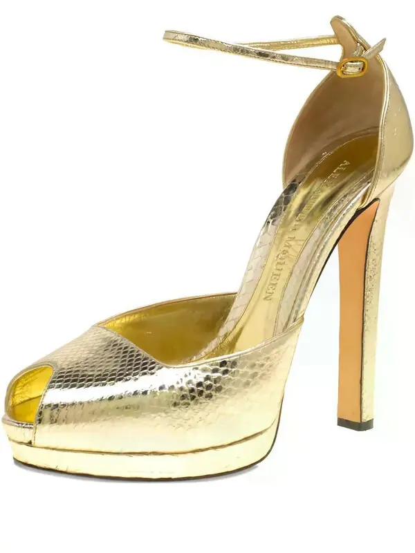 Alexander McQueen 150mm Python-embossed Leather Sandals - Gold