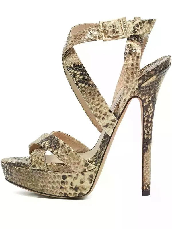 JIMMY CHOO 155mm Python-embossed Leather Sandals
