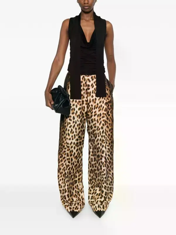 Sportmax Leopard-print Silk Trousers - Neutrals