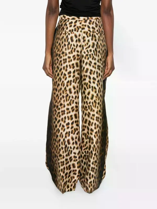 Sportmax Leopard-print Silk Trousers - Neutrals