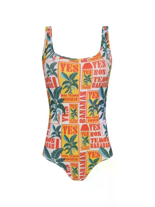 AMIR SLAMA Tropical-print One-piece Swimsuit - White