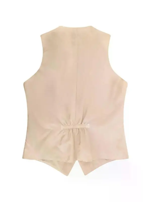 Tagliatore Covered Button V-neck Vest - Neutrals