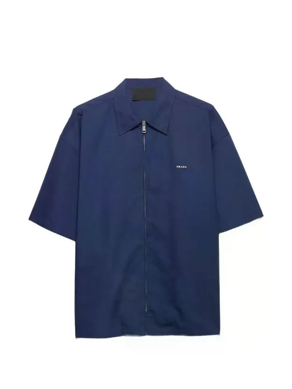 Prada Short-sleeved Technical Cotton Shirt - Blue
