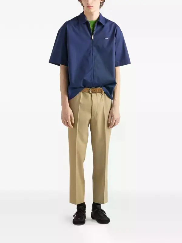 Prada Short-sleeved Technical Cotton Shirt - Blue