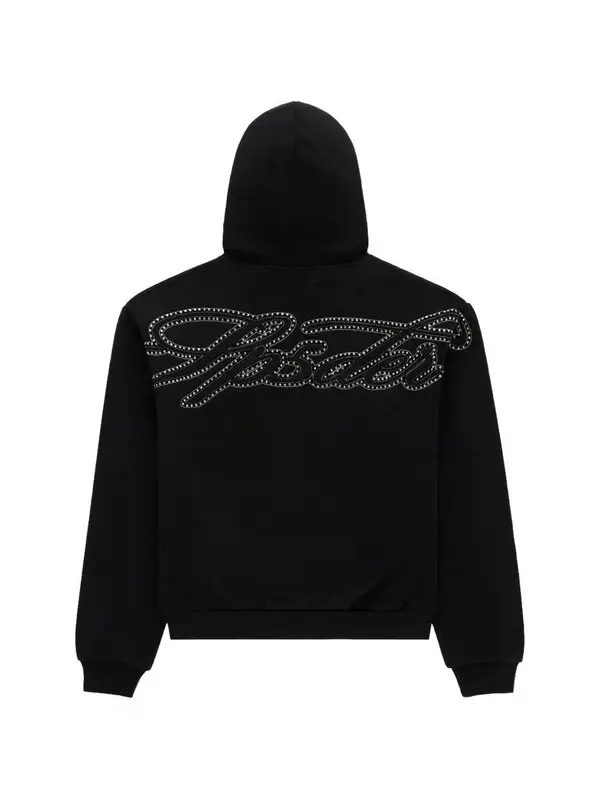 SP5DER Rhinestone-embellished Zip Hoodie - Black