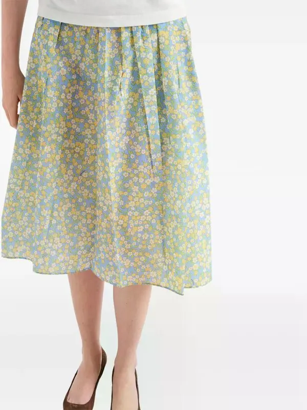 Prada Full Floral-print Re-nylon Skirt - Blue