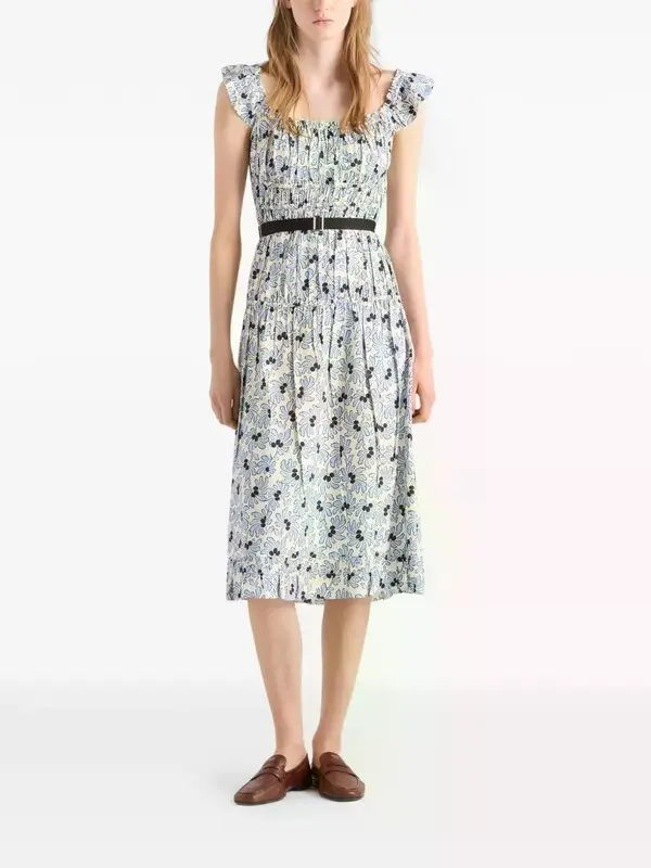 Prada Floral Print Pongé Midi Dress