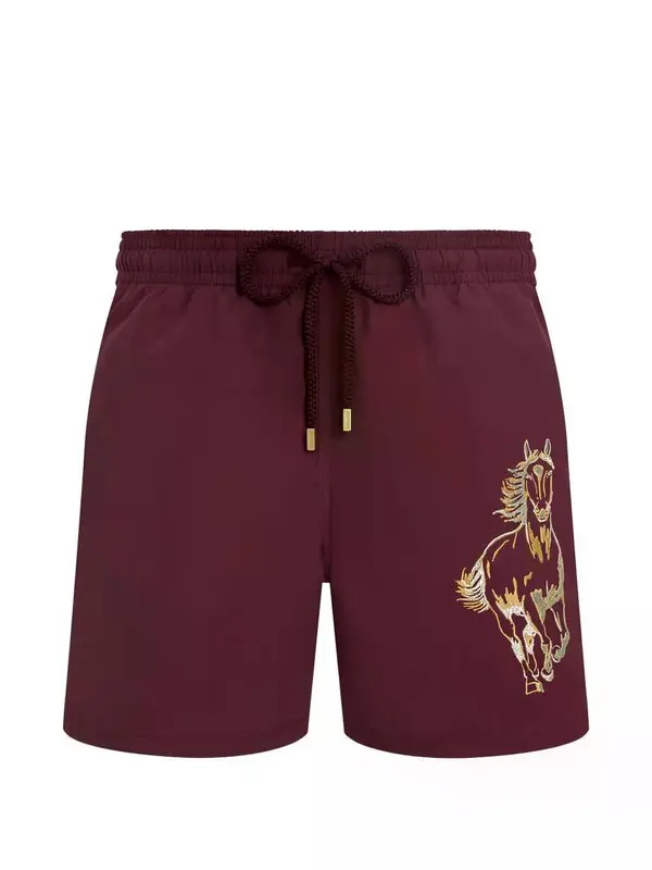 Vilebrequin Year Of The Horse Embroidered Swim Shorts - Red