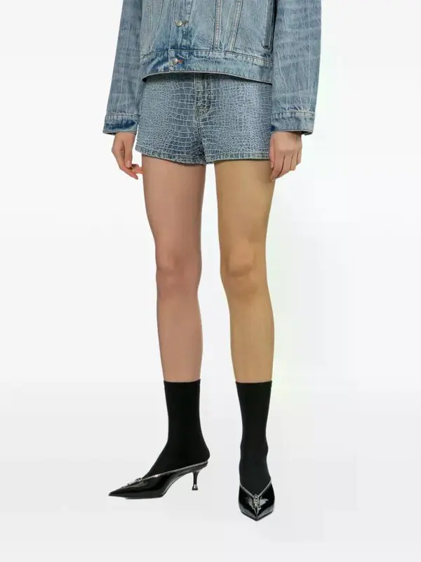 SELF-PORTRAIT Rhinestone Denim Shorts