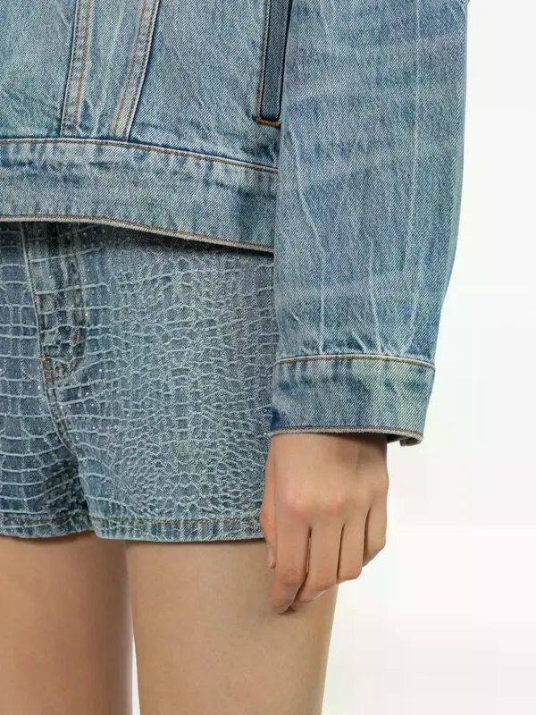 SELF-PORTRAIT Rhinestone Denim Shorts