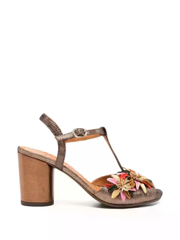 Chie Mihara Uliva Flower-embellished Open Toe Heels - Brown