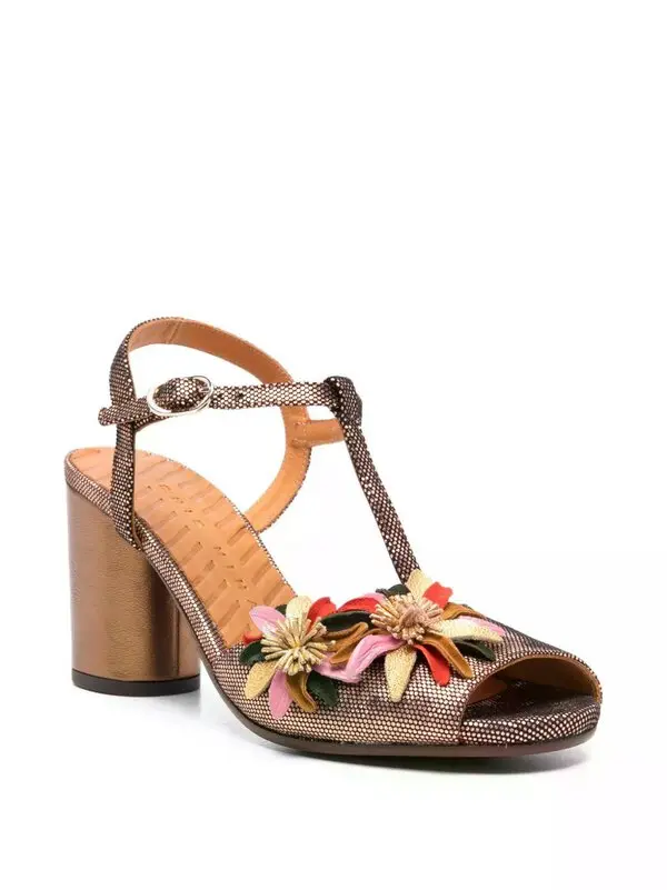 Chie Mihara Uliva Flower-embellished Open Toe Heels - Brown