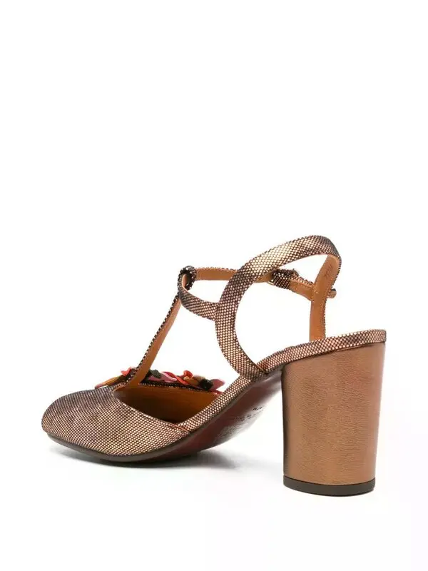 Chie Mihara Uliva Flower-embellished Open Toe Heels - Brown
