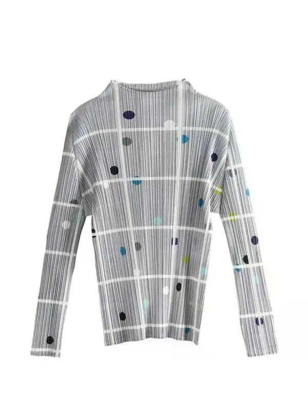Issey Miyake Pleated Checked Top