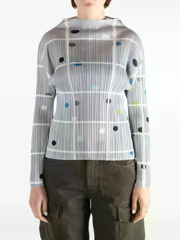 Issey Miyake Pleated Checked Top