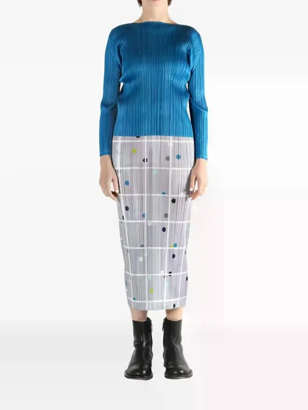Issey Miyake Pleated Long-sleeve Top - Blue