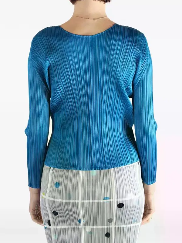 Issey Miyake Pleated Long-sleeve Top - Blue