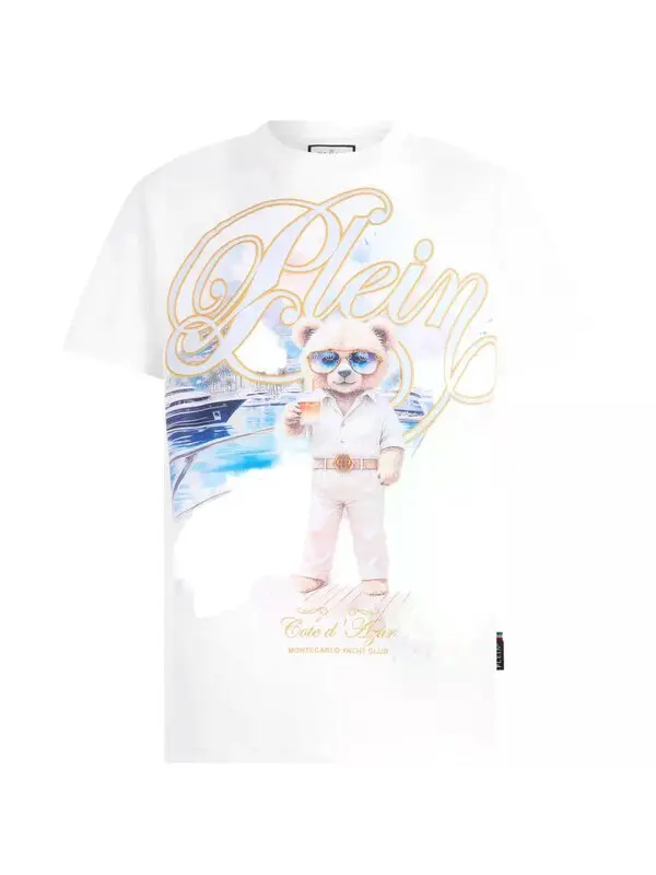 Philipp Plein Round Neck T-shirt Teddy Bear - White