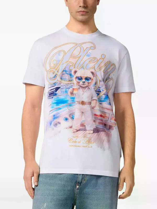 Philipp Plein Round Neck T-shirt Teddy Bear - White