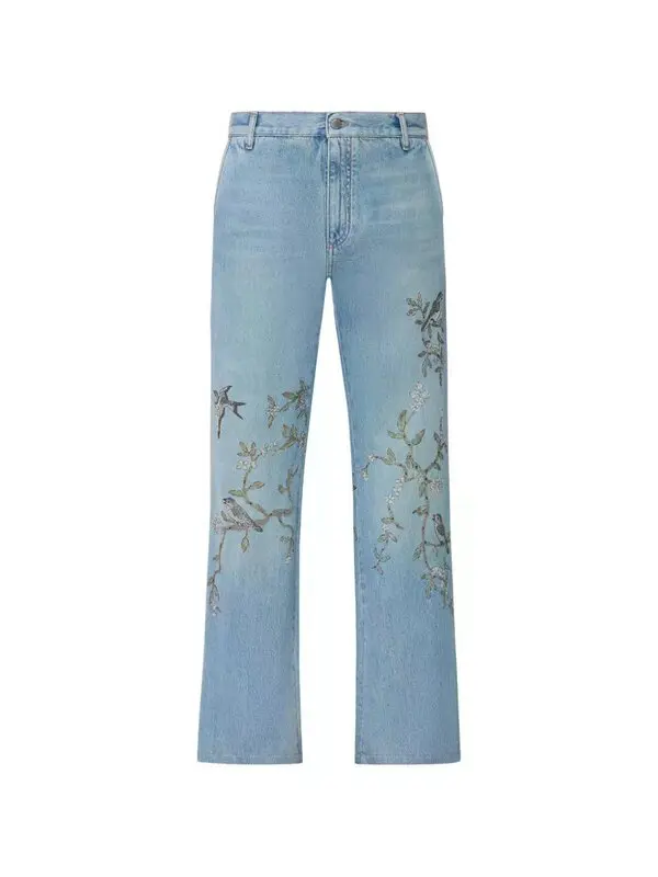 Amiri Floral-embellished Straight Leg Jeans