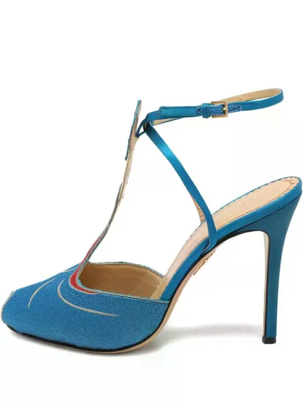 CHARLOTTE OLYMPIA Fabric Embroidery Sandals - Blue