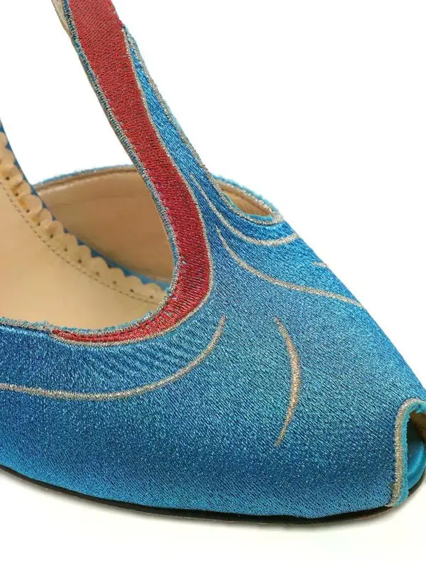 CHARLOTTE OLYMPIA Embroidered T-strap High Heel Sandals